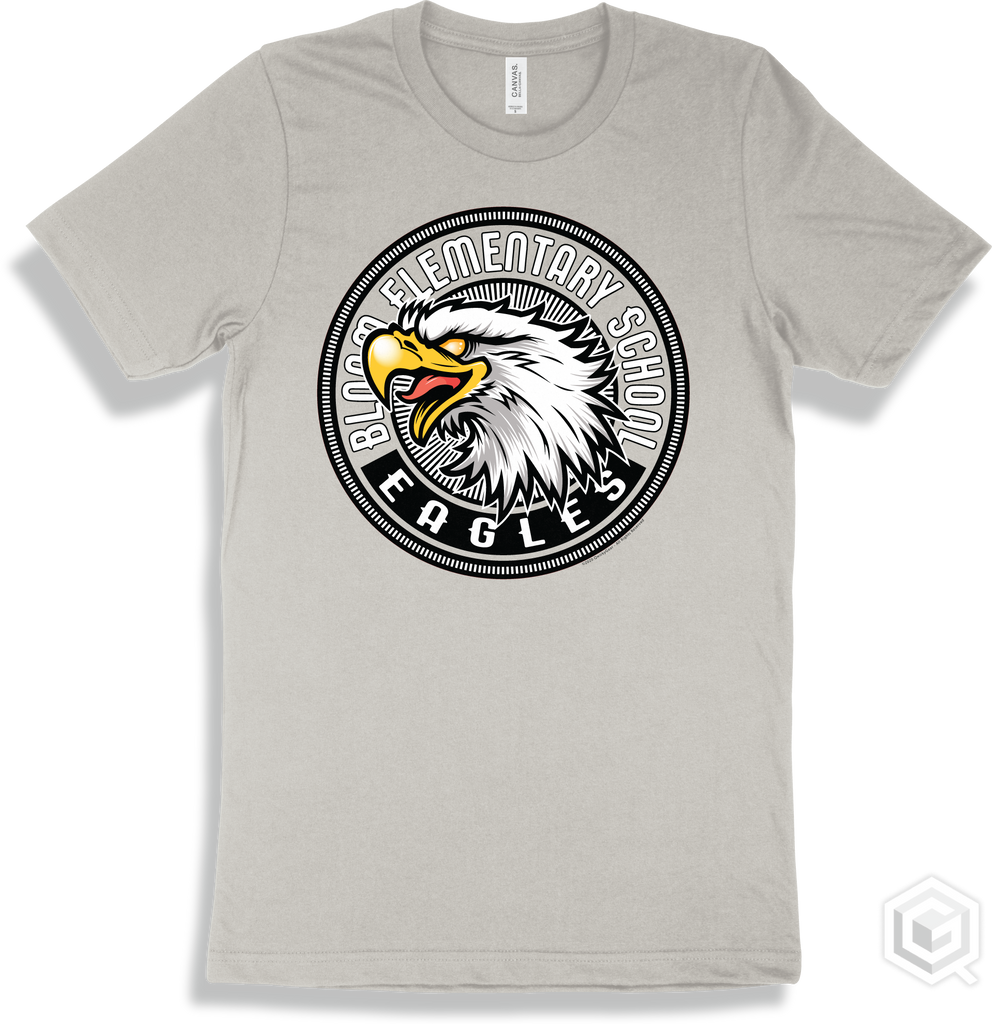 Bloom Elementary School Eagles Silver T-shirt - Mascot Circle Design